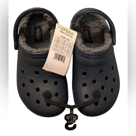 CROCS | Shoes | Nwt Crocs Navy Blue Charcoal Classic Lined Clogs Size 4 ...